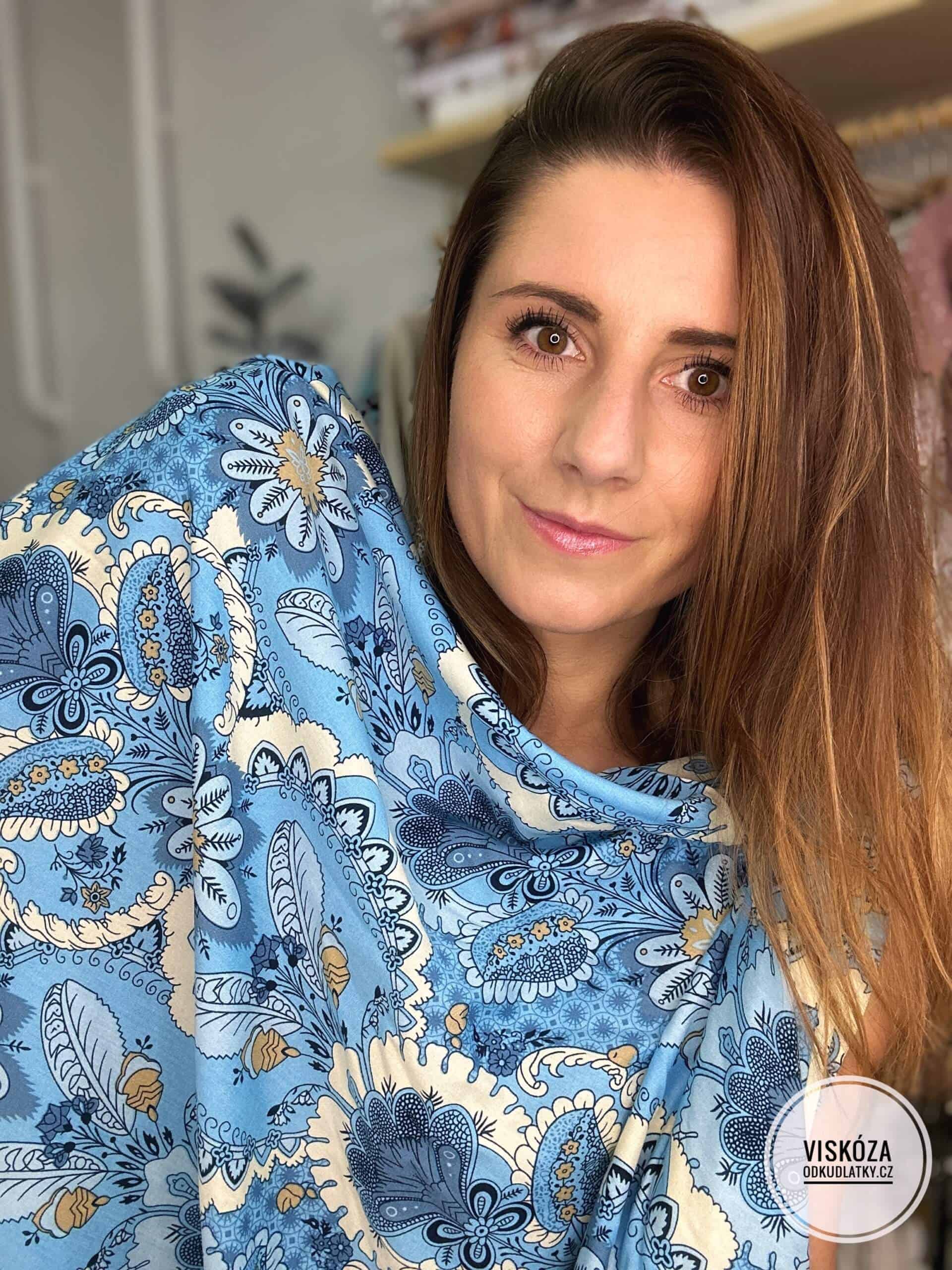 100% VISKÓZA: Modré květy - odkudlatky